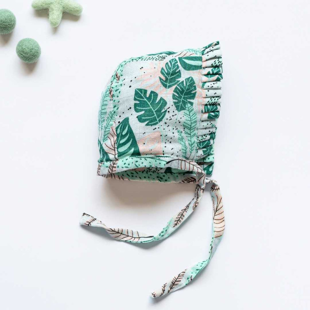 Buy Bonnet Cap For Baby - Plant Word Print Bamboo Muslin Bonnets ...